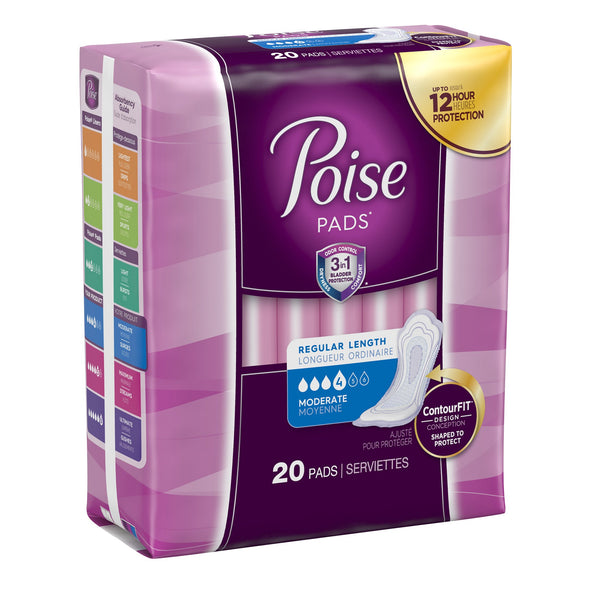 Bladder Control Pad Poise® 14.6 Inch Length Heavy Absorbency Sodium Po ...