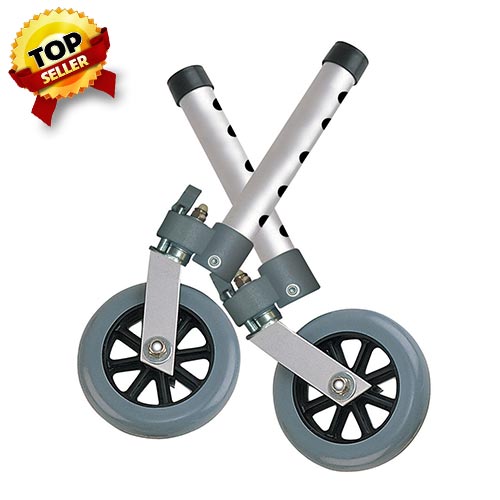 Drive Medical Swivel Walker Wheel with Lock & Two Sets of Rear Glides ...
