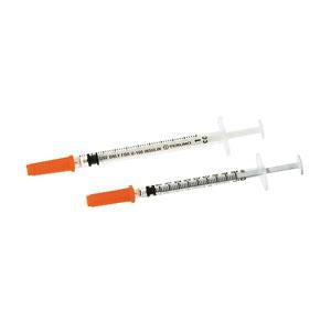 Insulin Needle & Syringe 28G x 1/2" L, 1/2cc Syringe Size - Box of 100 ...